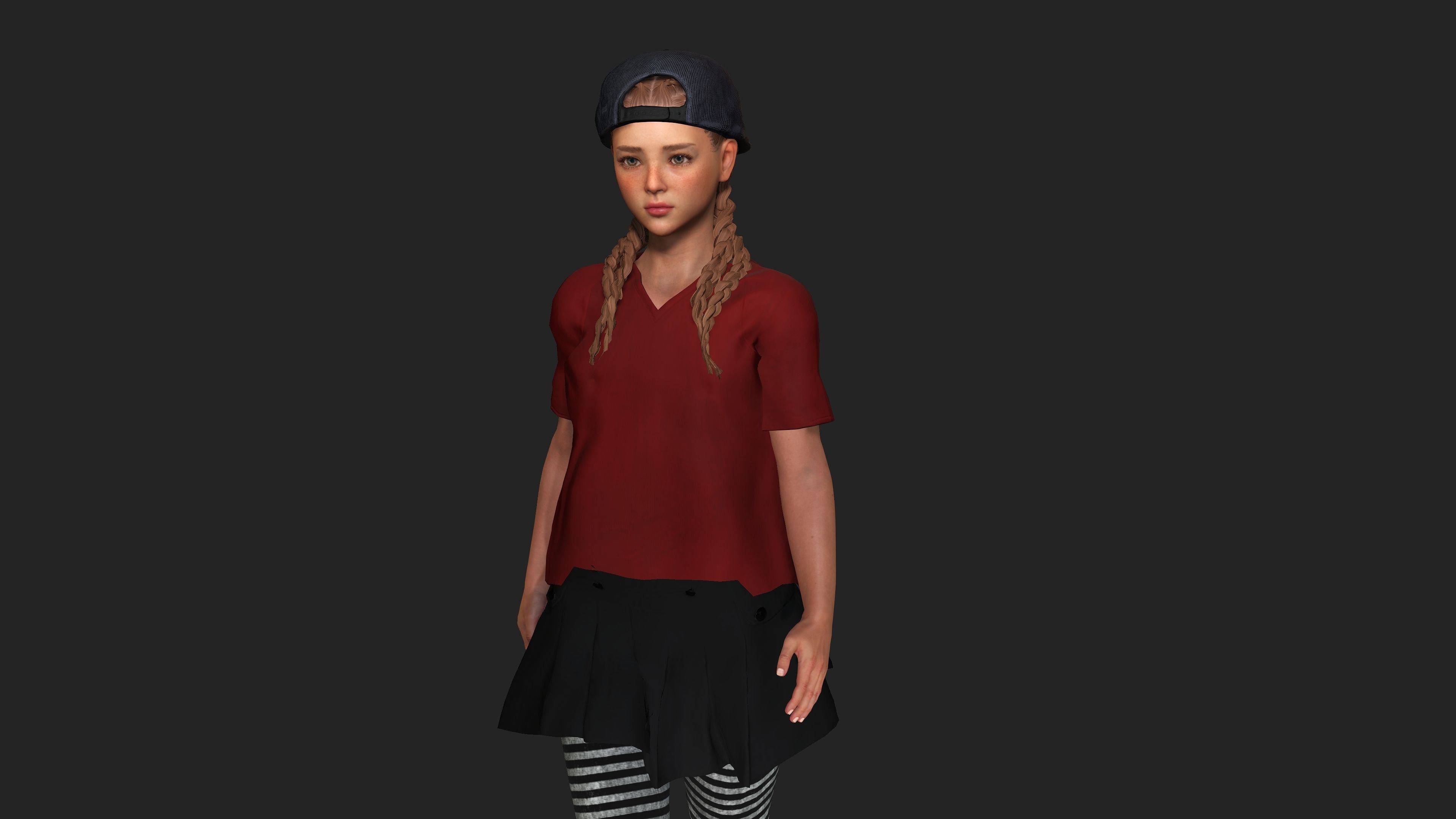 3D model AAA 3D REALISTIC CHARACTER - TEENAGER KIDS BOYISH GIRL CHILD ...