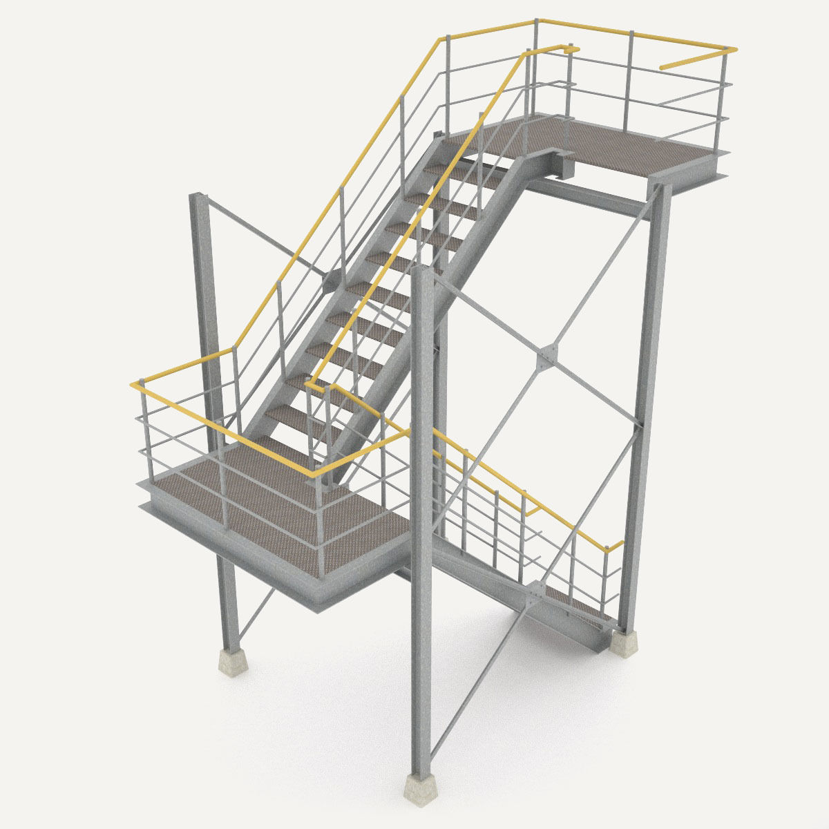 Industrial stairs - 01 3D Model .obj .3ds .fbx .hrc .xsi .dae .skp ...