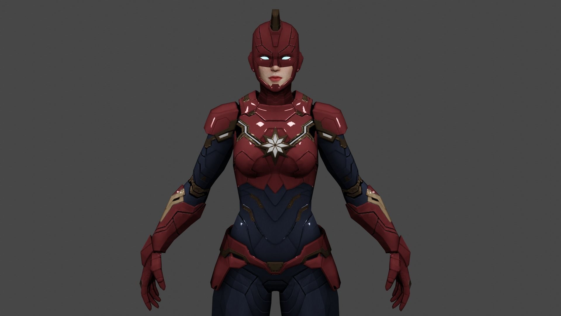 Captain Marvel 3D Model 3D model rigged | CGTrader
