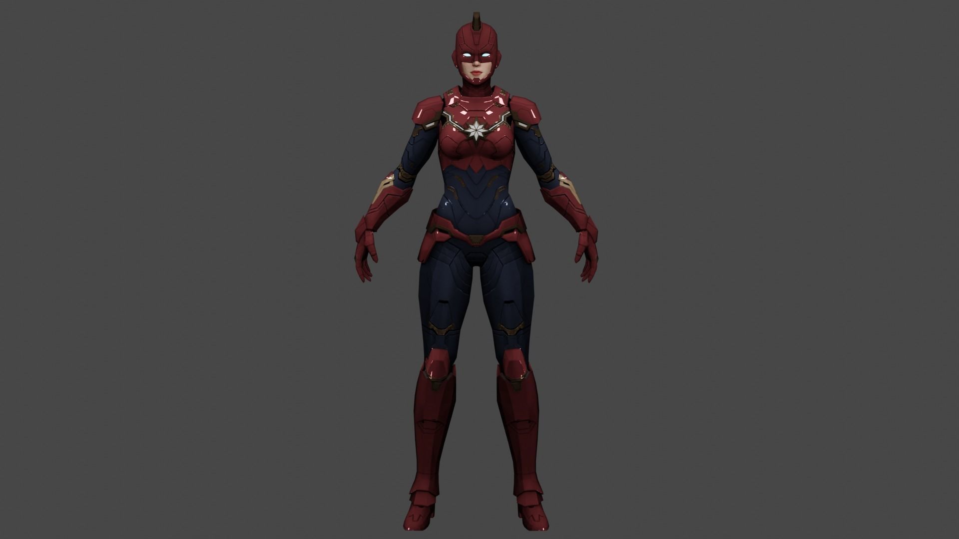 Captain Marvel 3D Model 3D model rigged | CGTrader