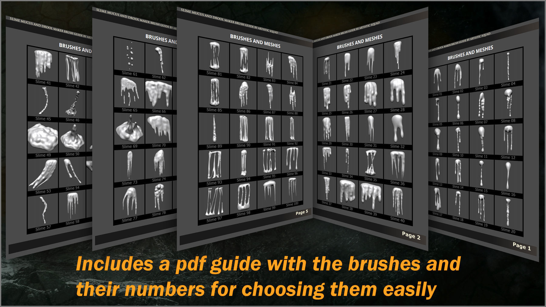 Slime Mucus and Drool Maker 100 IMM ZBrush Brushes and 100 OBJs 3D ...