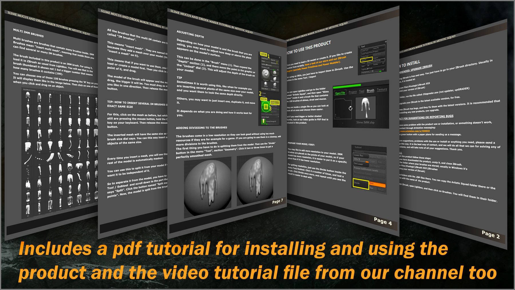 Slime Mucus and Drool Maker 100 IMM ZBrush Brushes and 100 OBJs 3D ...