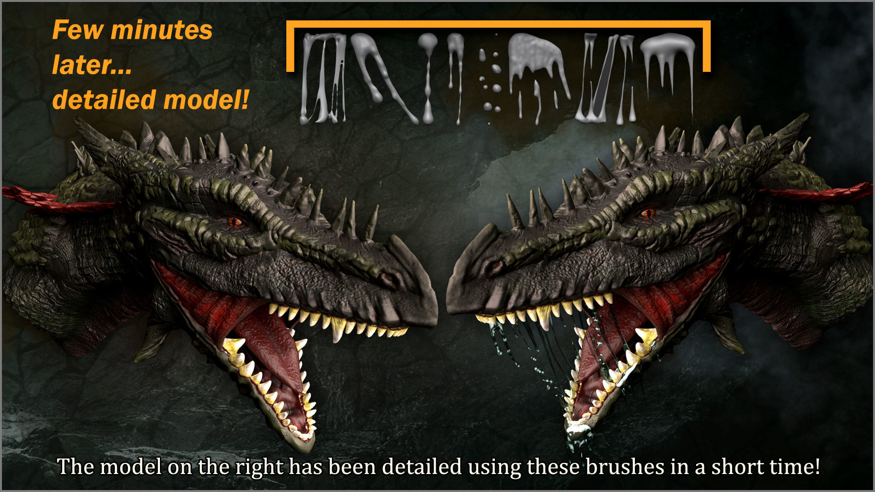 Slime Mucus and Drool Maker 100 IMM ZBrush Brushes and 100 OBJs 3D ...