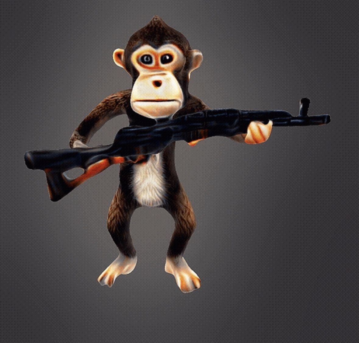 Monkey Using Ak-47 3D model 3D printable | CGTrader