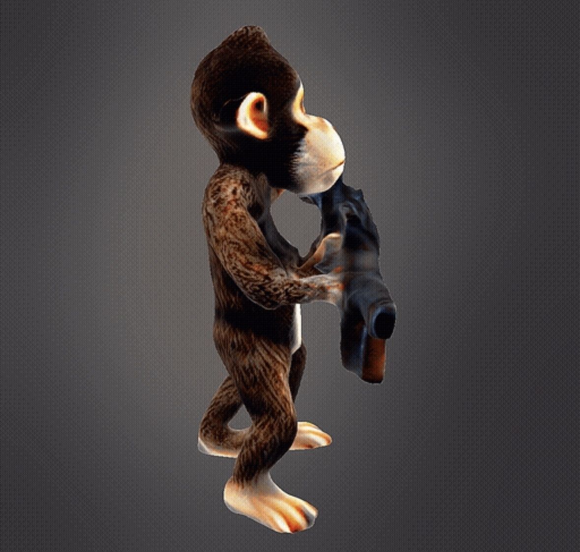 Monkey Using Ak-47 3D model 3D printable | CGTrader