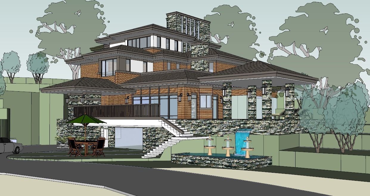 3D model Sketchup contemporary Modern residential house garden 22060148 ...