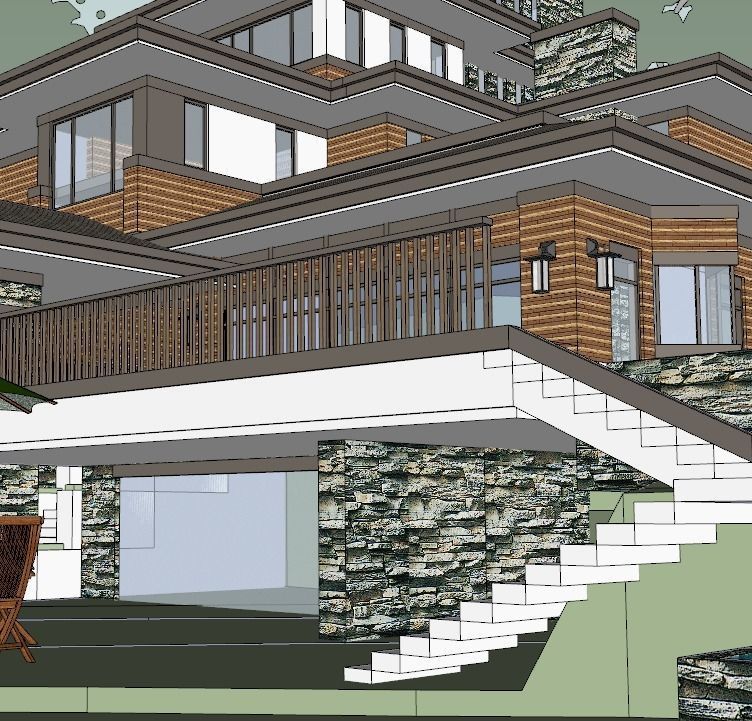 3D model Sketchup contemporary Modern residential house garden 22060148 ...