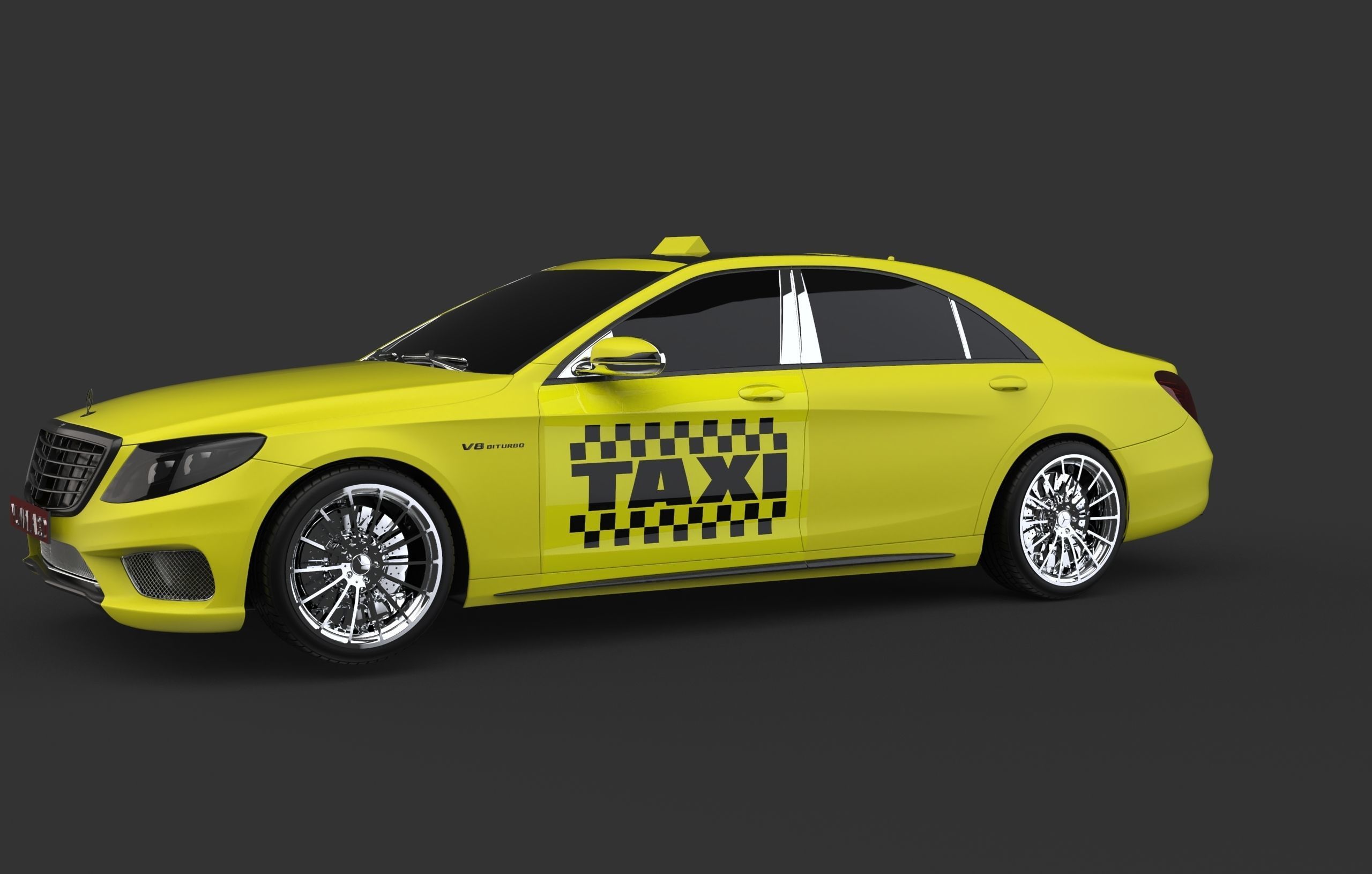 BENZ TAXI free 3D model | CGTrader