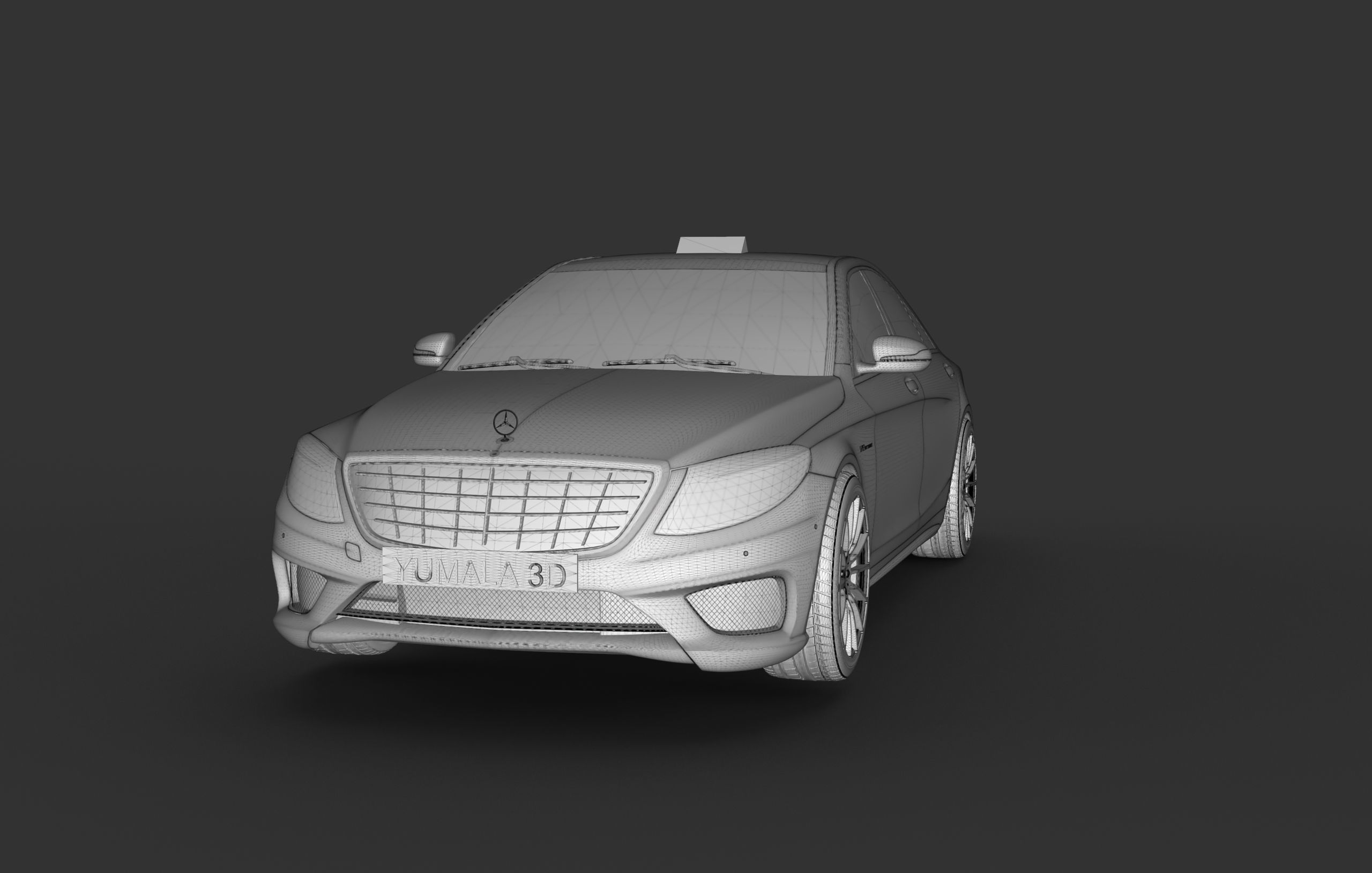 BENZ TAXI free 3D model | CGTrader