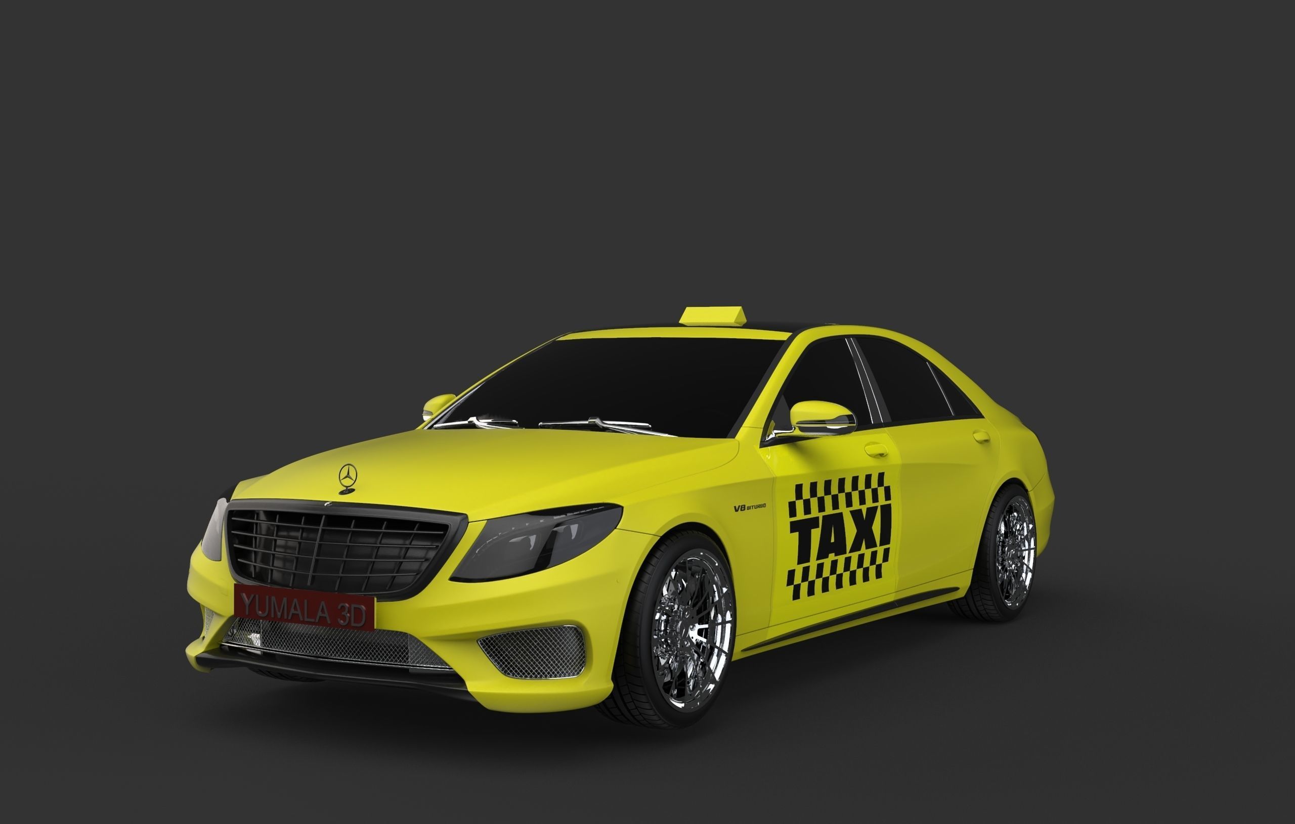 BENZ TAXI free 3D model | CGTrader
