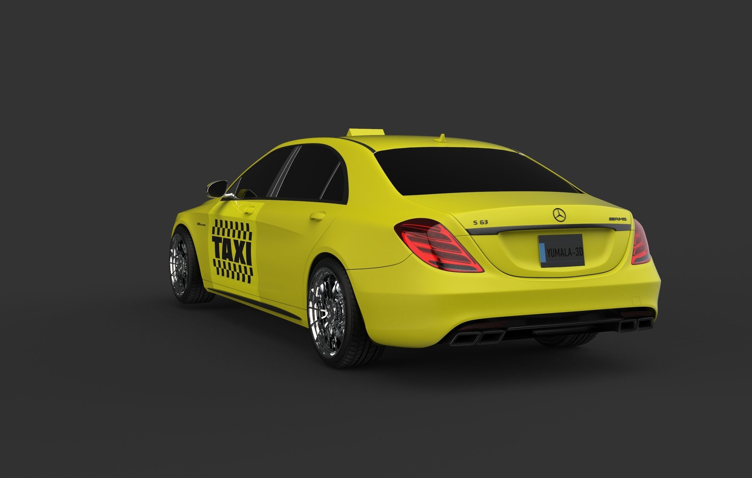 BENZ TAXI free 3D model | CGTrader