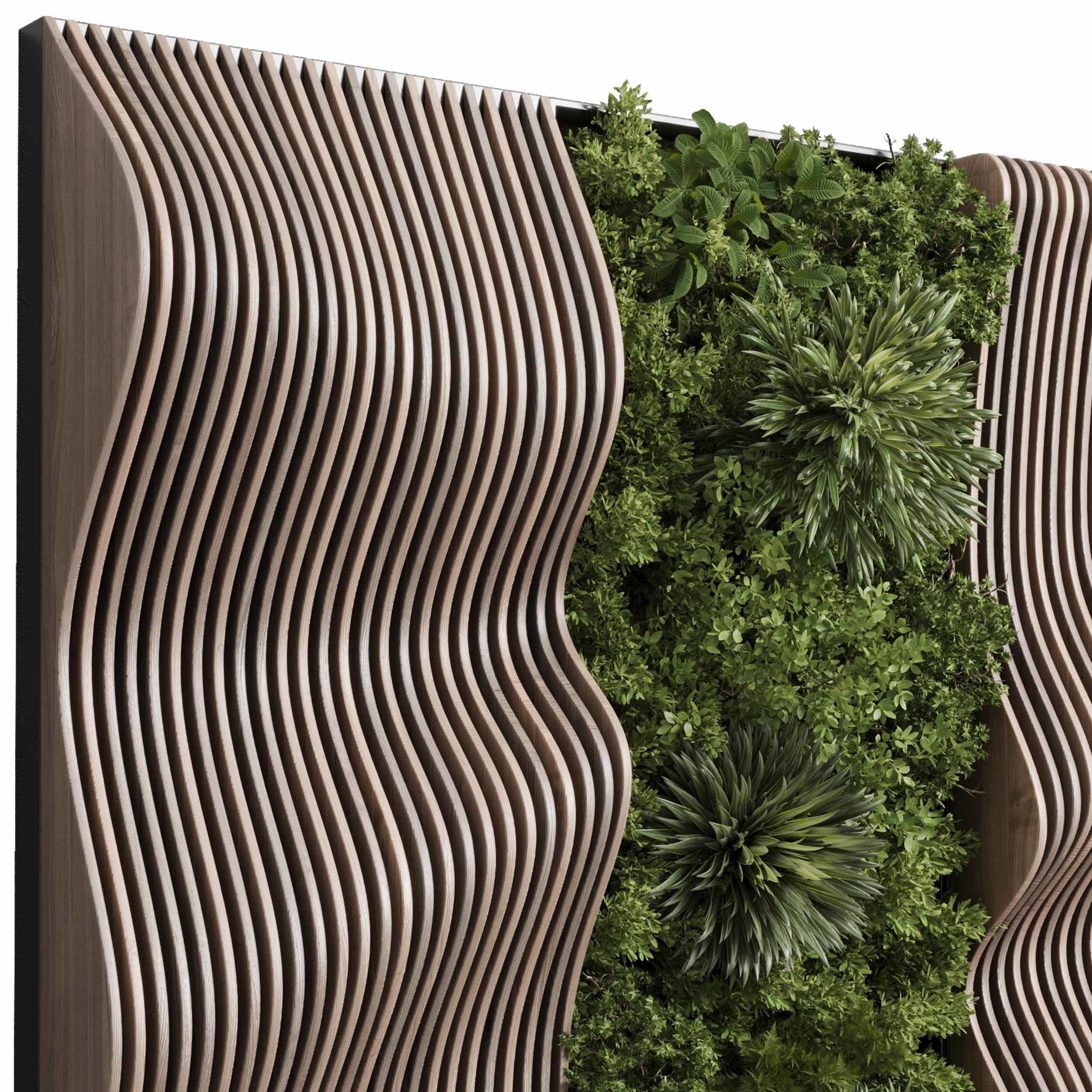 Plants Set Partition In Wooden Frame - Parametric 75 3D model | CGTrader