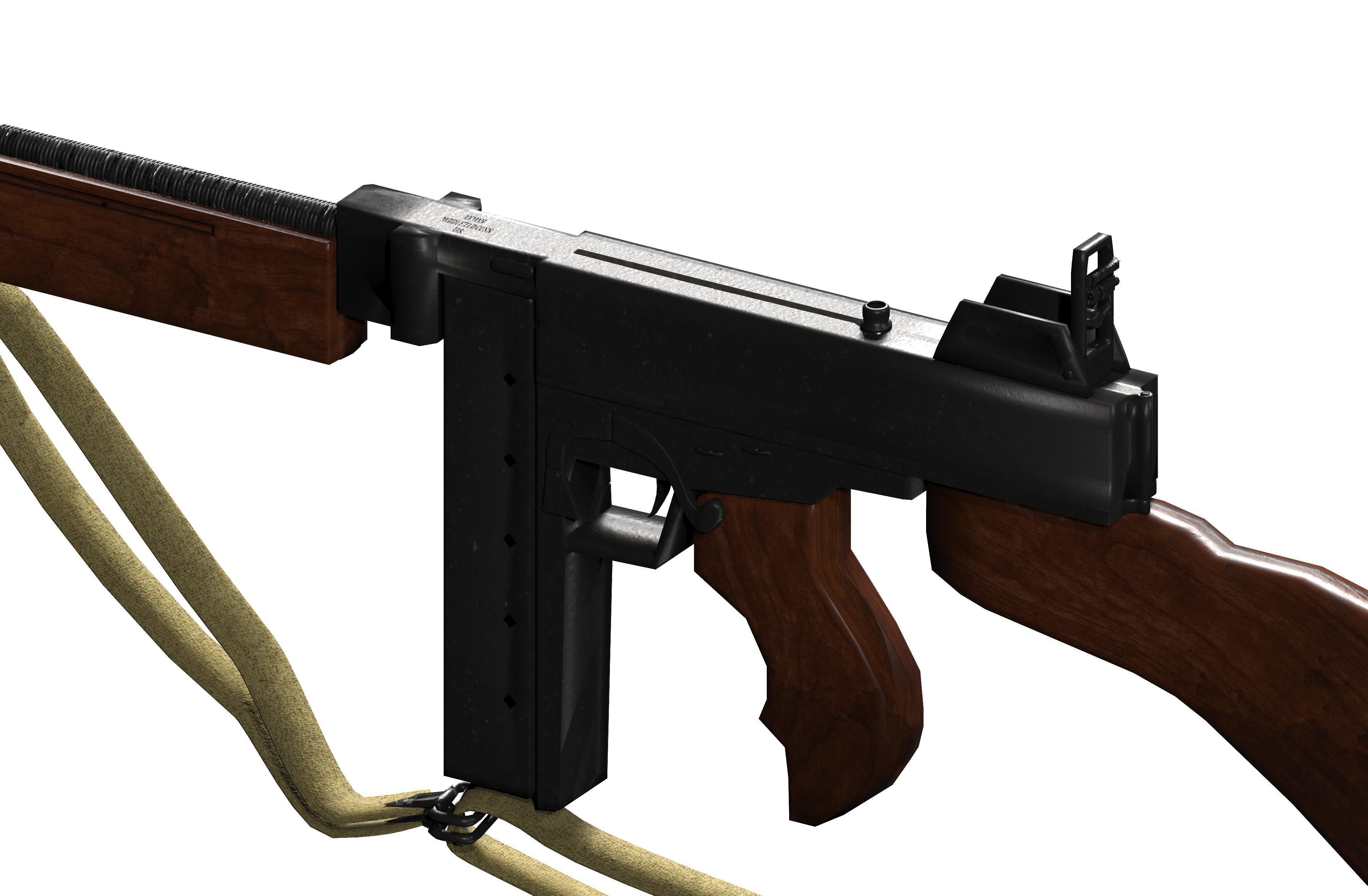 3D model Thompson Sub Machine Gun m1a1 model 1 VR / AR / low-poly ...