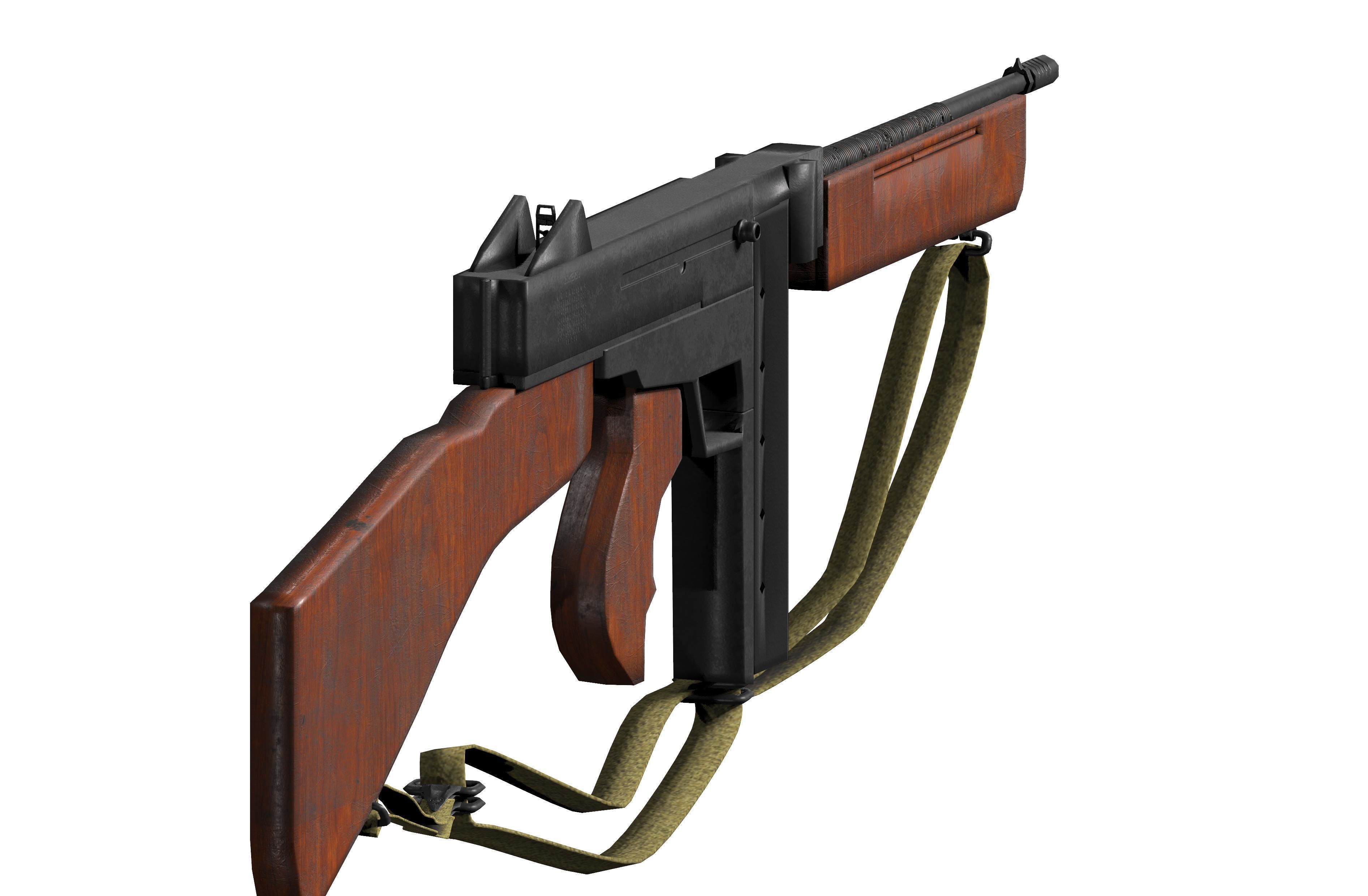3D model Thompson Sub Machine Gun m1a1 model 2 VR / AR / low-poly ...