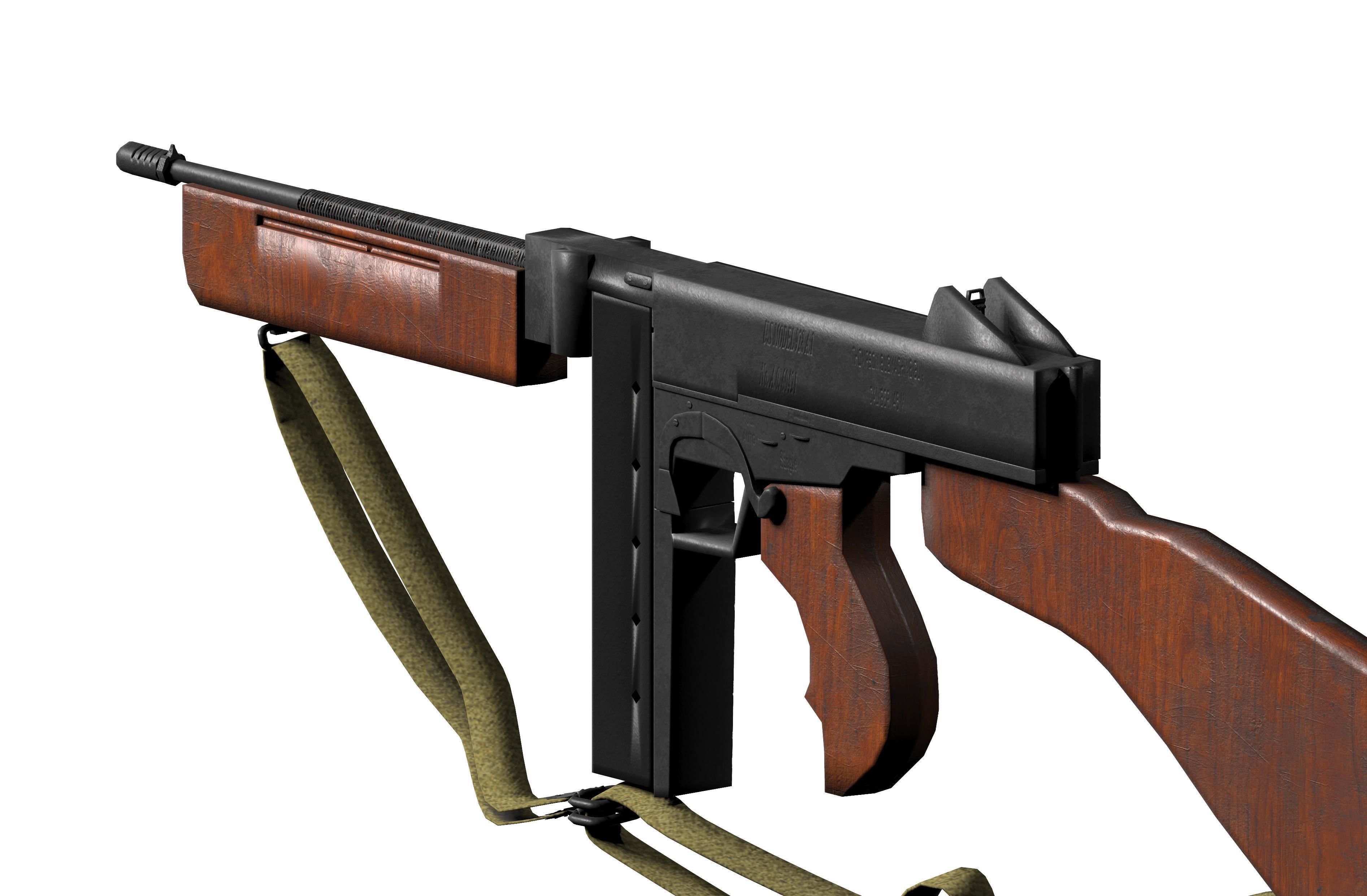3D model Thompson Sub Machine Gun m1a1 model 2 VR / AR / low-poly ...