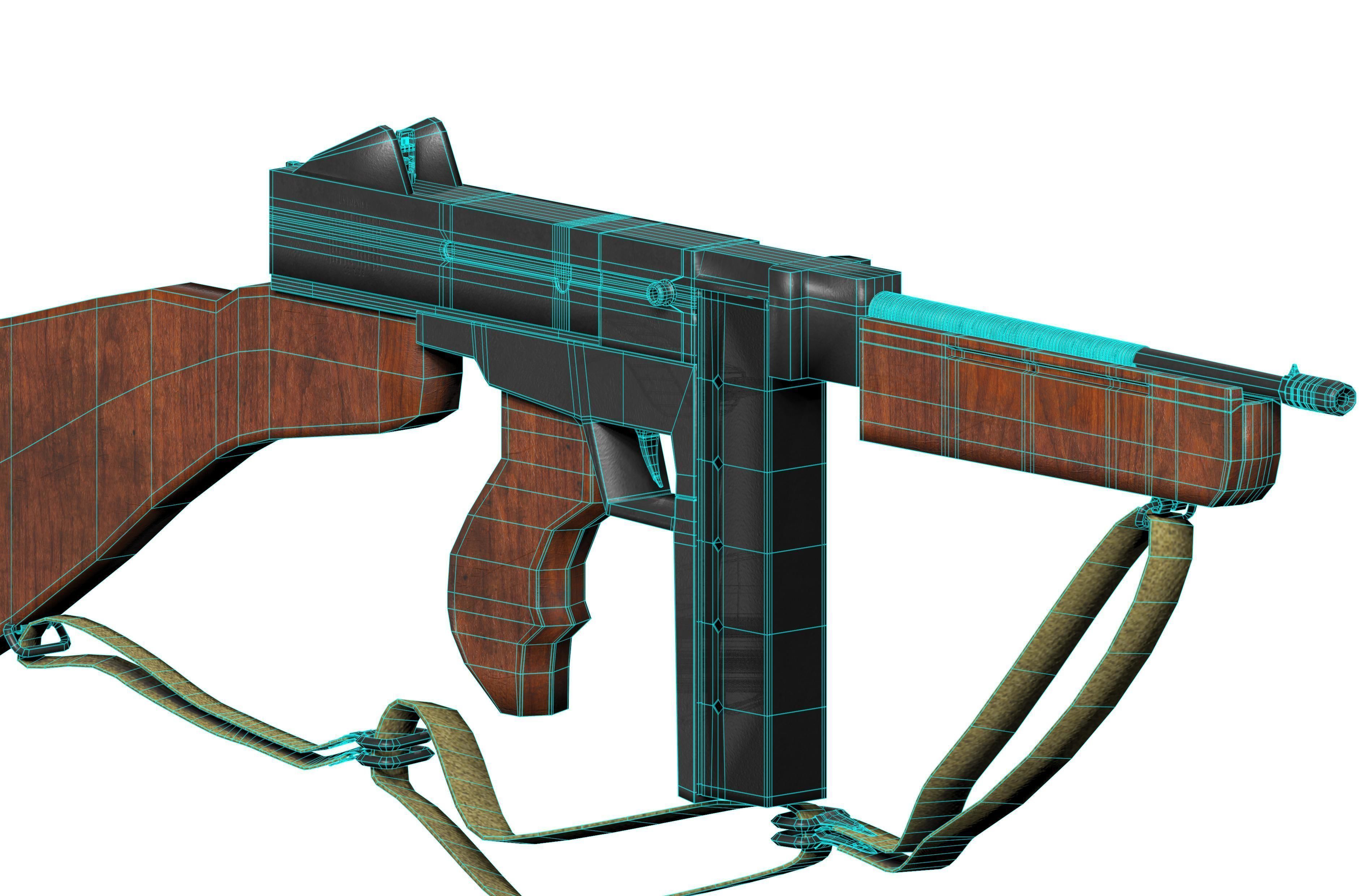 3D model Thompson Sub Machine Gun m1a1 model 2 VR / AR / low-poly ...