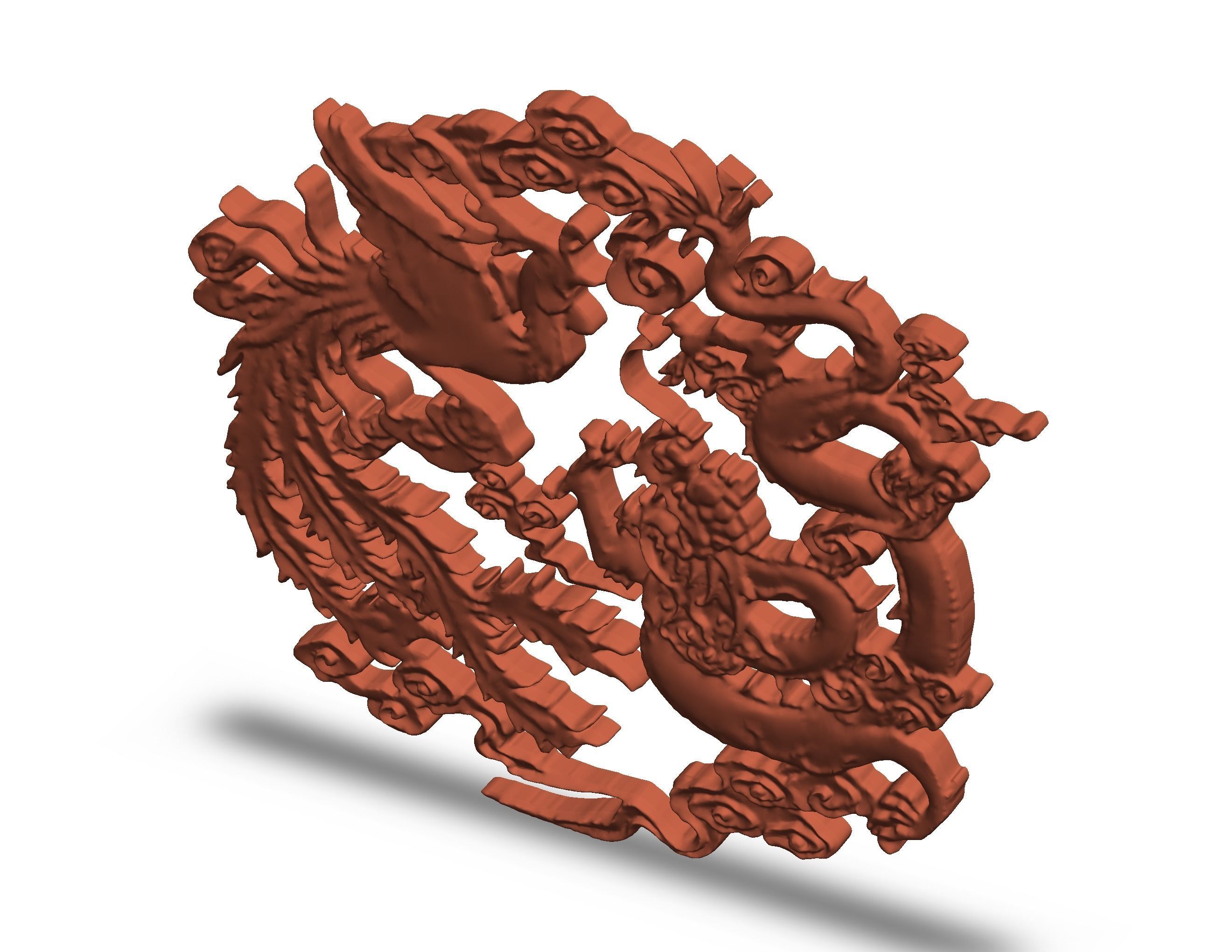 3D Art Dragon and Phoenix Stencil 3D model 3D printable | CGTrader