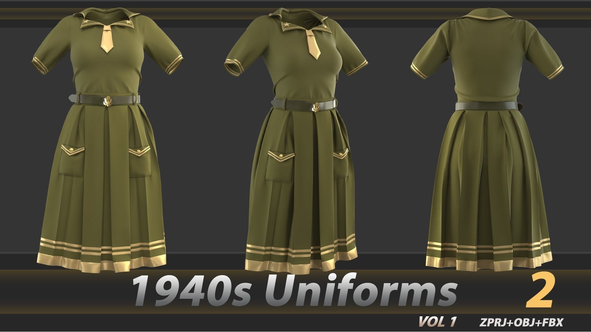3 1940s Uniforms 3D model | CGTrader