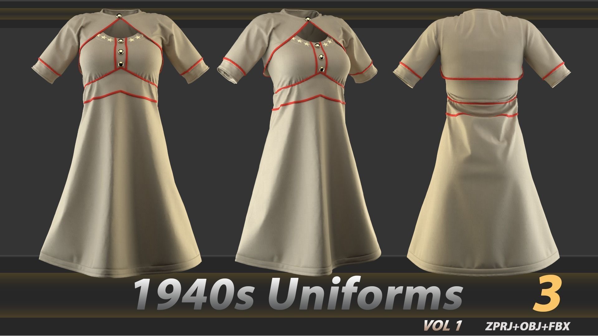 3 1940s Uniforms 3D model | CGTrader