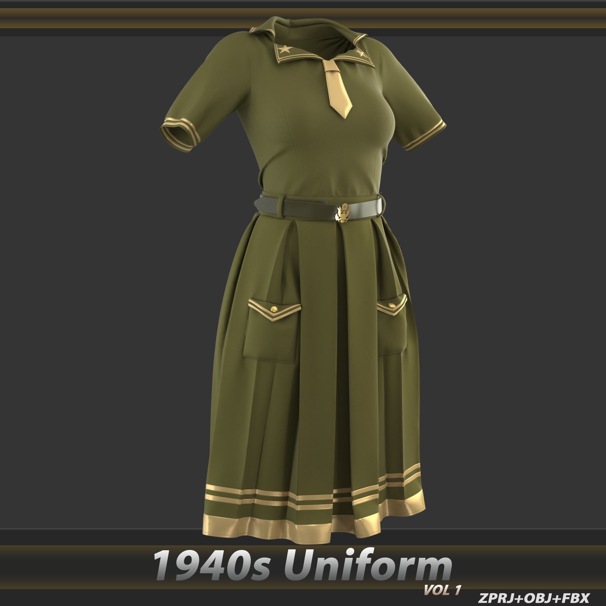 3 1940s Uniforms 3D model | CGTrader