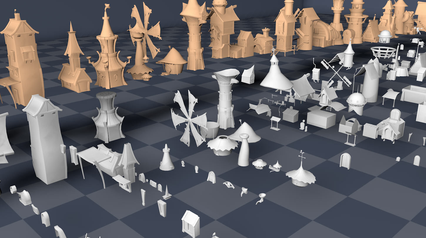 3D model KITBASH PACK - Stylized cartoon buildings VR / AR / low-poly | CGTrader