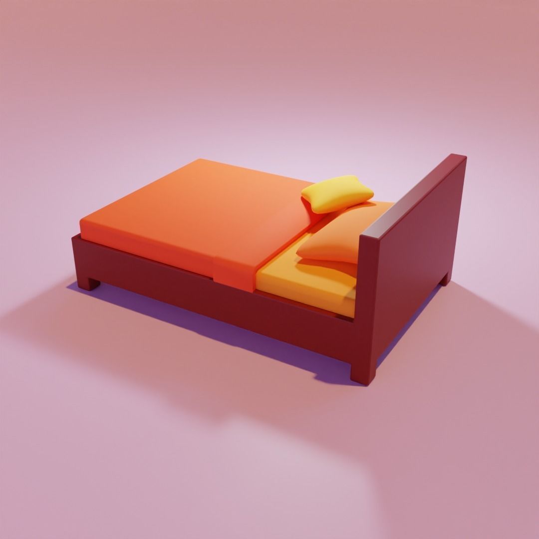 Simple cartoon bed free VR / AR / low-poly 3D model | CGTrader