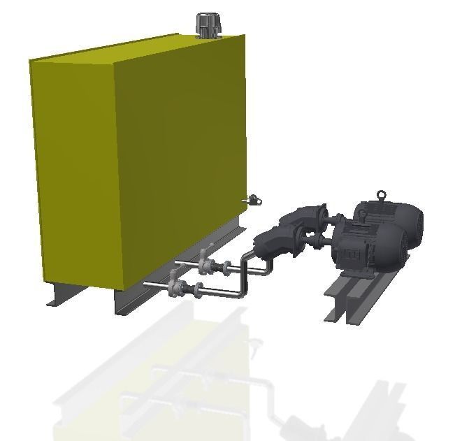 Hydraulic tank with pumps-motors and valves 3D model | CGTrader