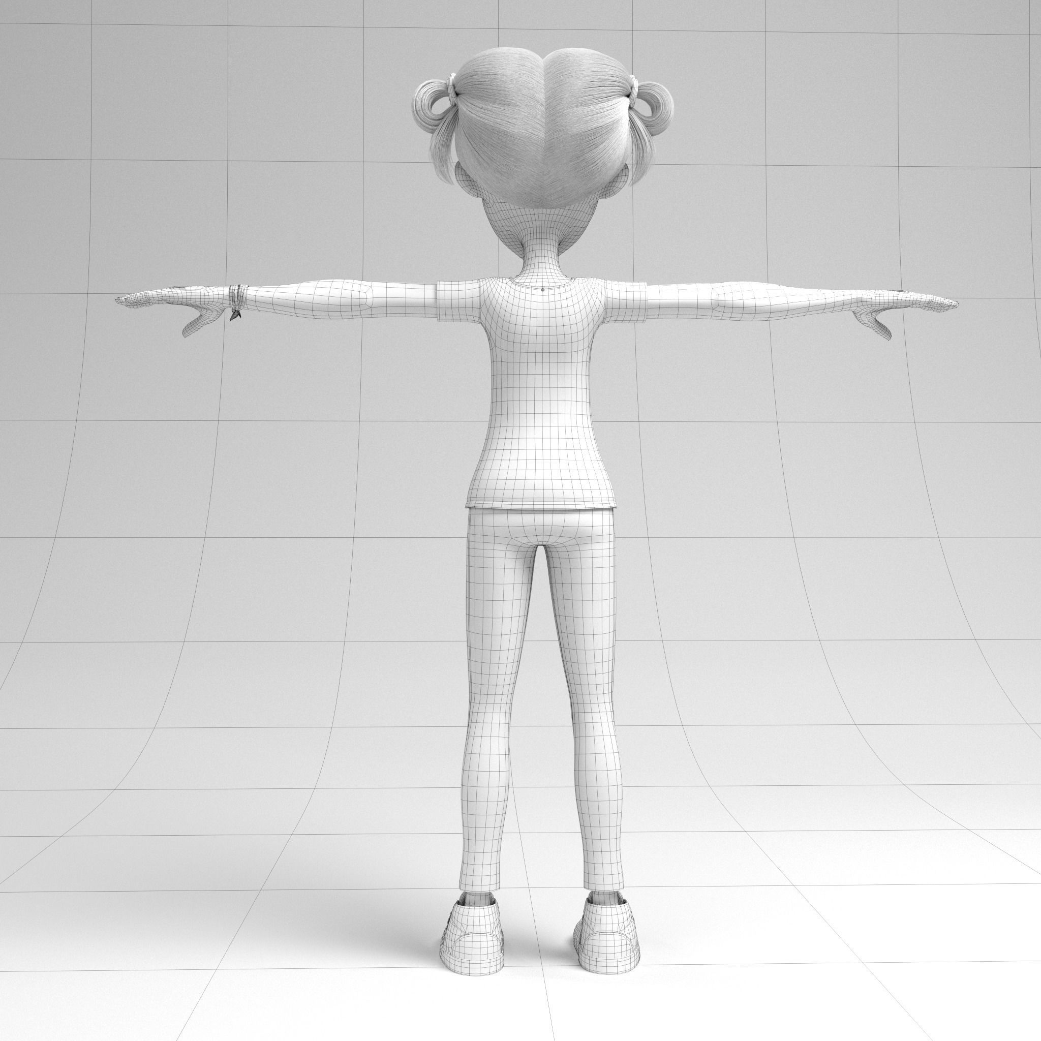 Riley Cartoon Girl Rigged 3D model rigged | CGTrader