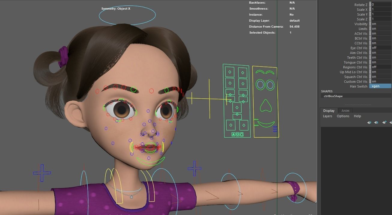 Riley Cartoon Girl Rigged 3D model rigged | CGTrader