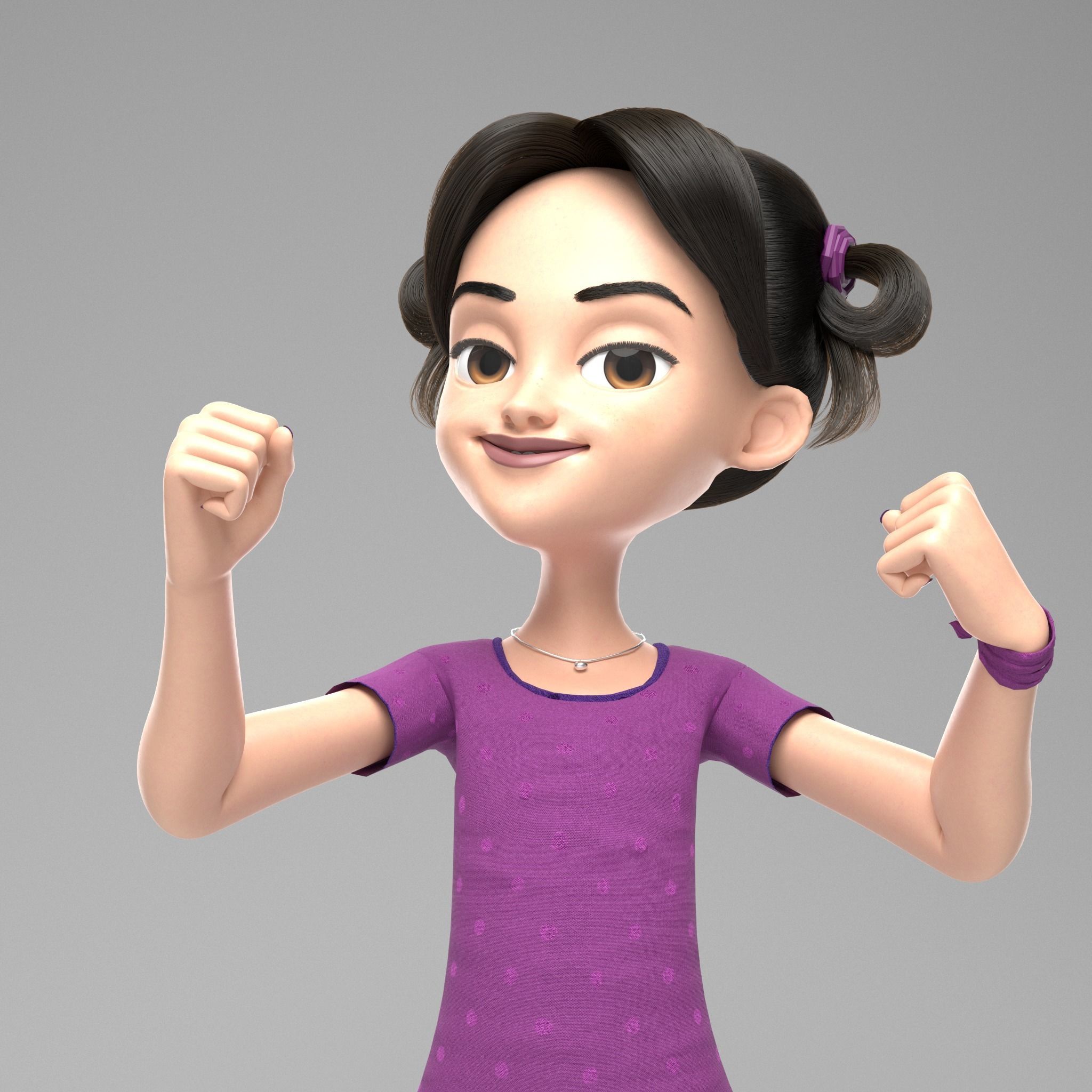 Riley Cartoon Girl Rigged 3D model rigged | CGTrader