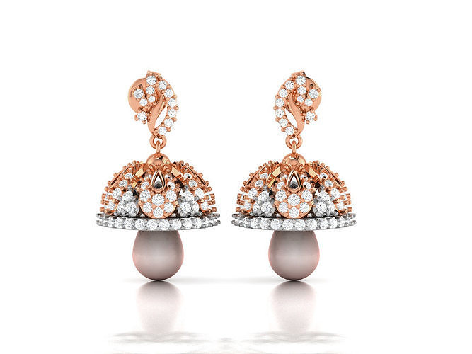 Hanging Diamond Drops Earrings 3dm render details 3D model 3D printable ...