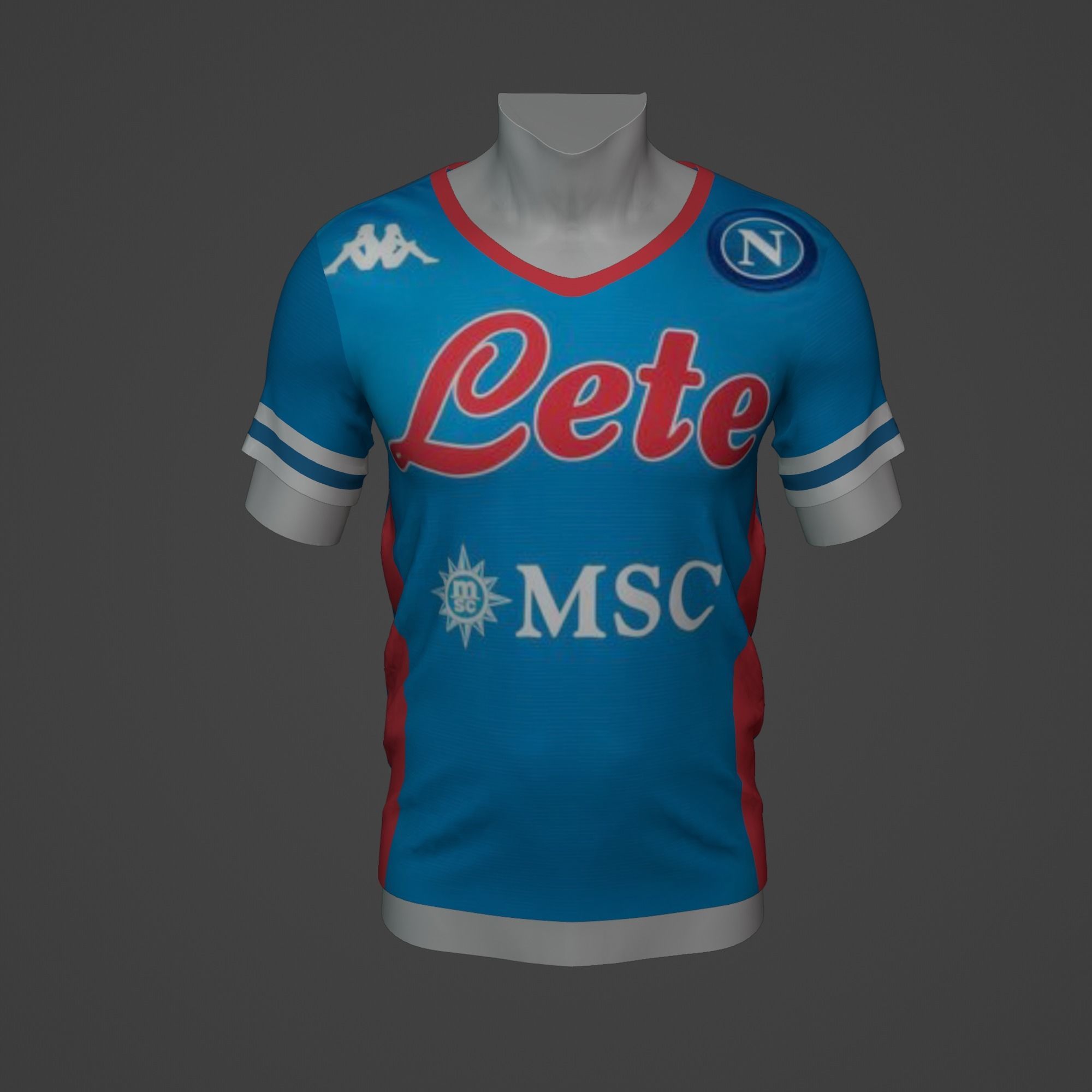 3D model Napoli Football Jersey T-Shirt - Soccer Kit VR / AR / low-poly ...
