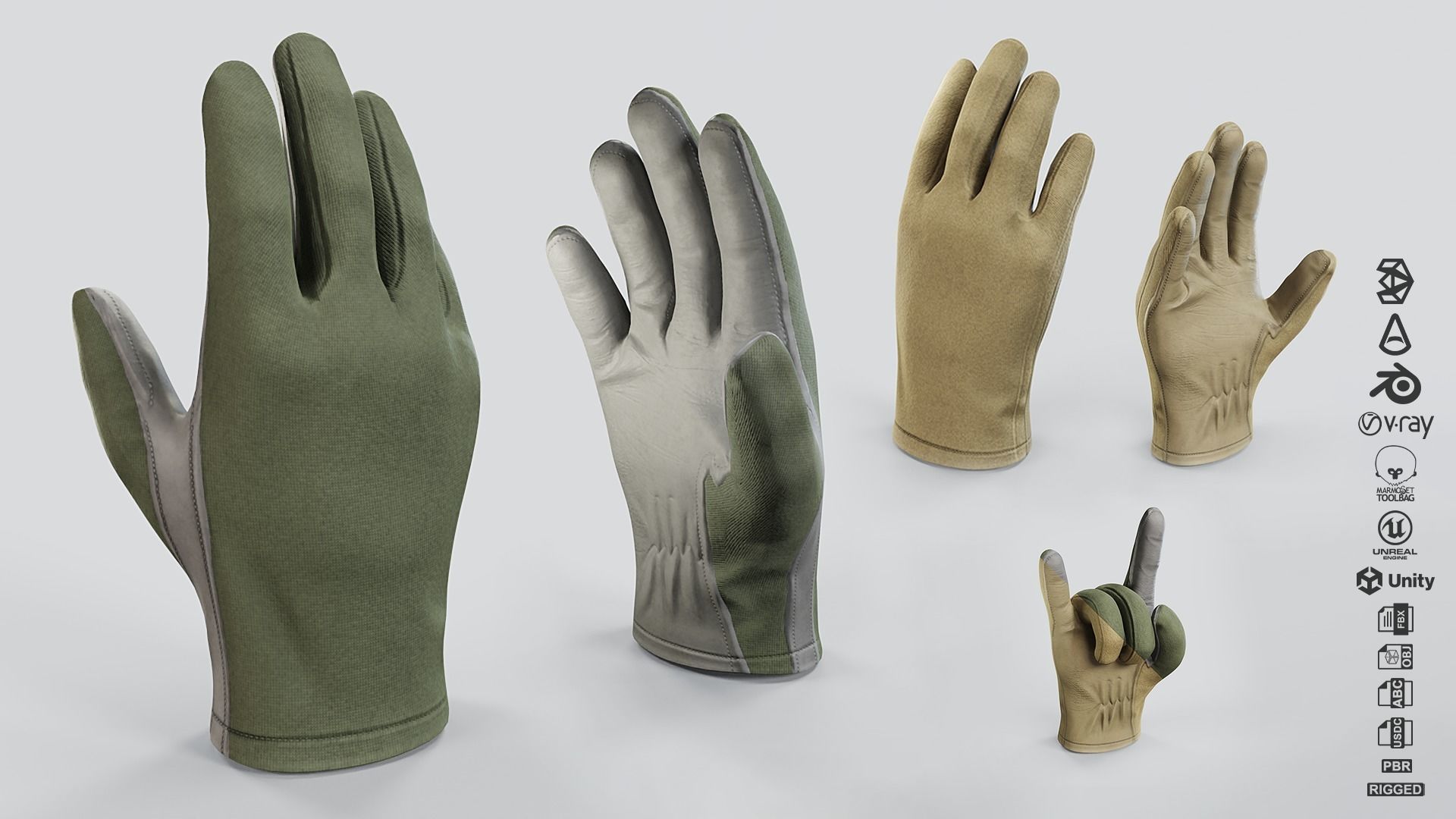 3D model Nomex Flight Gloves VR / AR / low-poly | CGTrader