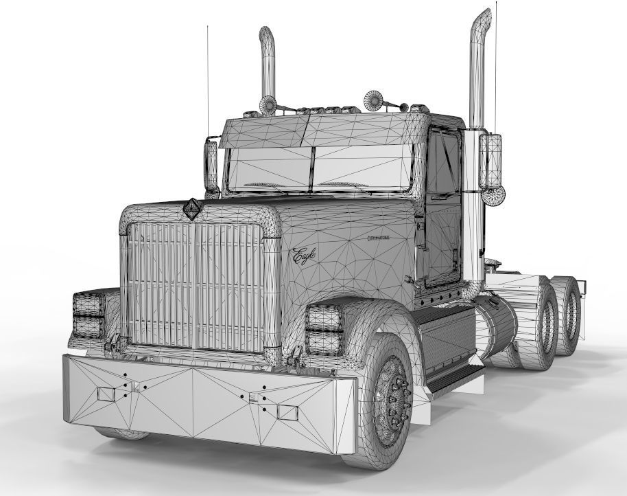 Truck International 9300 Stock Day Cab 3D model | CGTrader