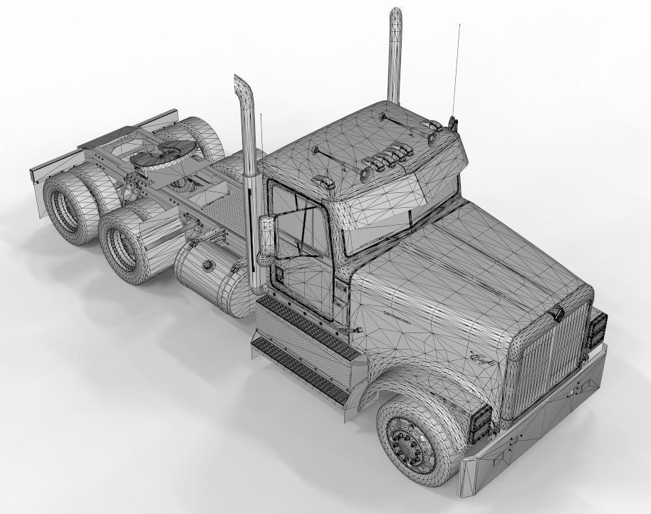 Truck International 9300 Stock Day Cab 3D model | CGTrader