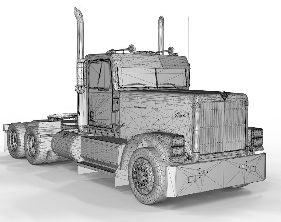 Truck International 9300 Stock Day Cab 3D model | CGTrader