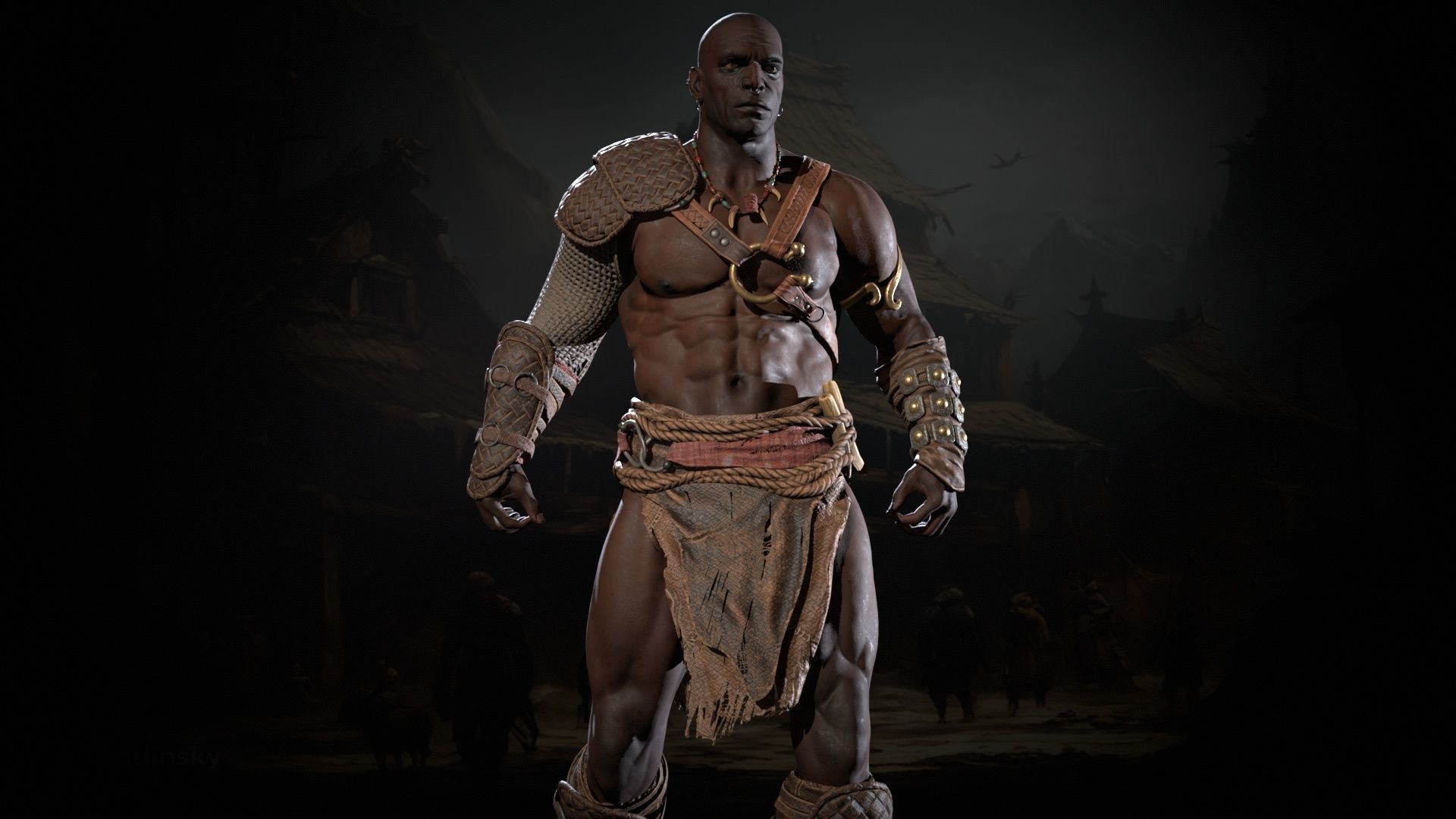 3D model Barbarian Male Starter Pack VR / AR / low-poly rigged animated ...