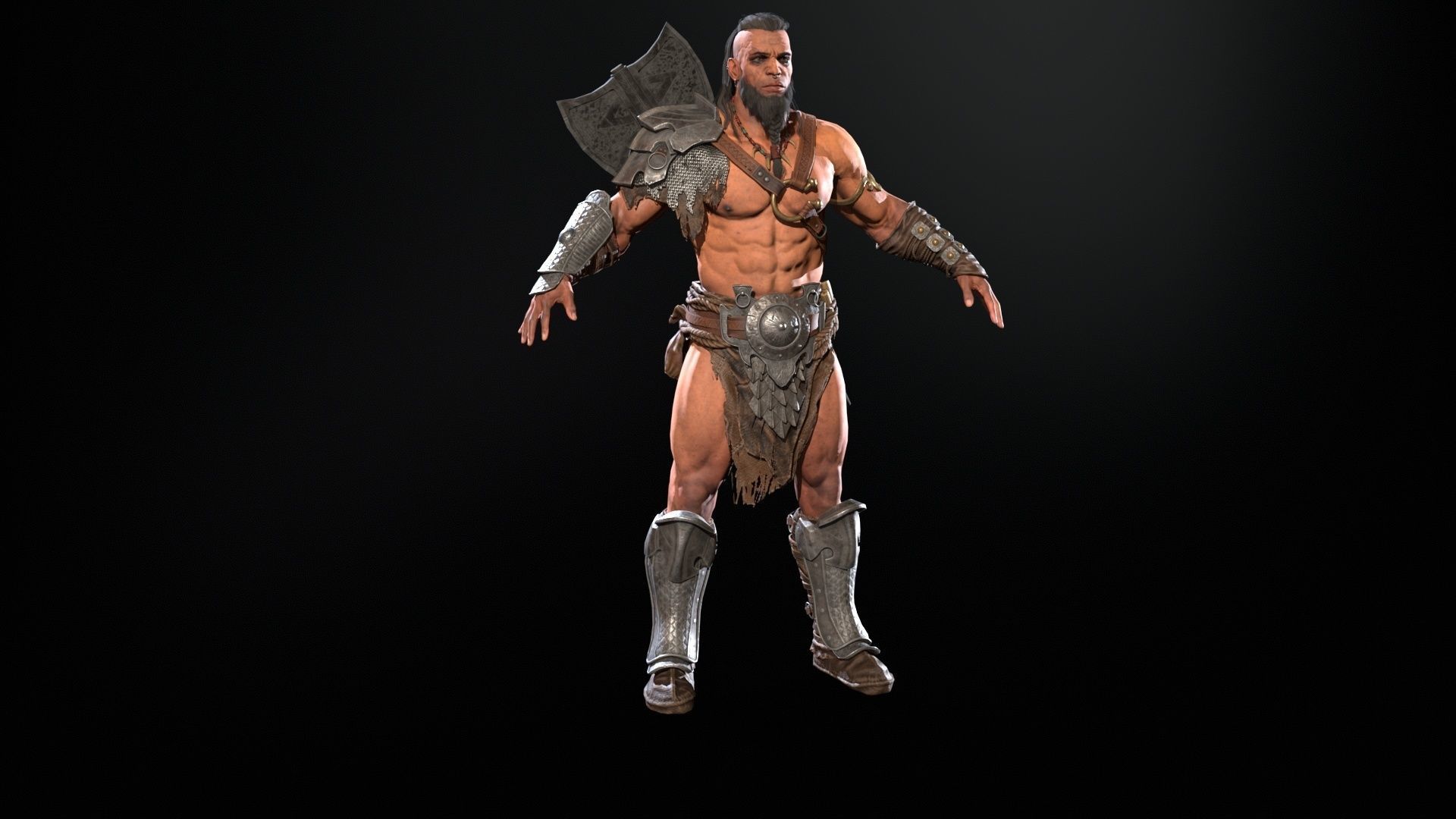 3D model Barbarian Male Starter Pack VR / AR / low-poly rigged animated ...