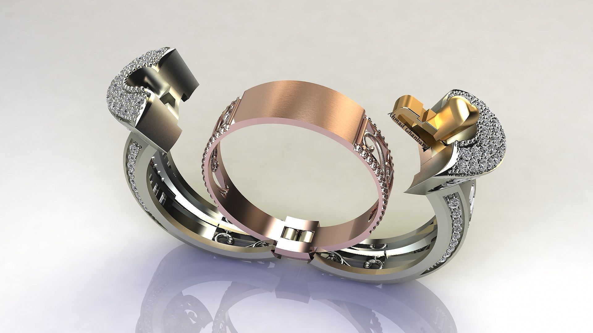 Openable jewelry ring 3D model 3D printable | CGTrader