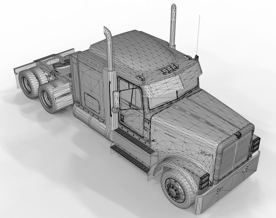 Truck international 9300 stock Flat to 3D model | CGTrader