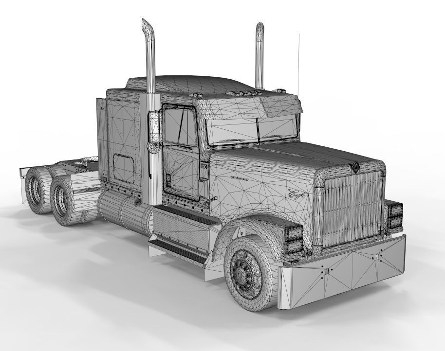 Truck international 9300 stock Flat to 3D model | CGTrader