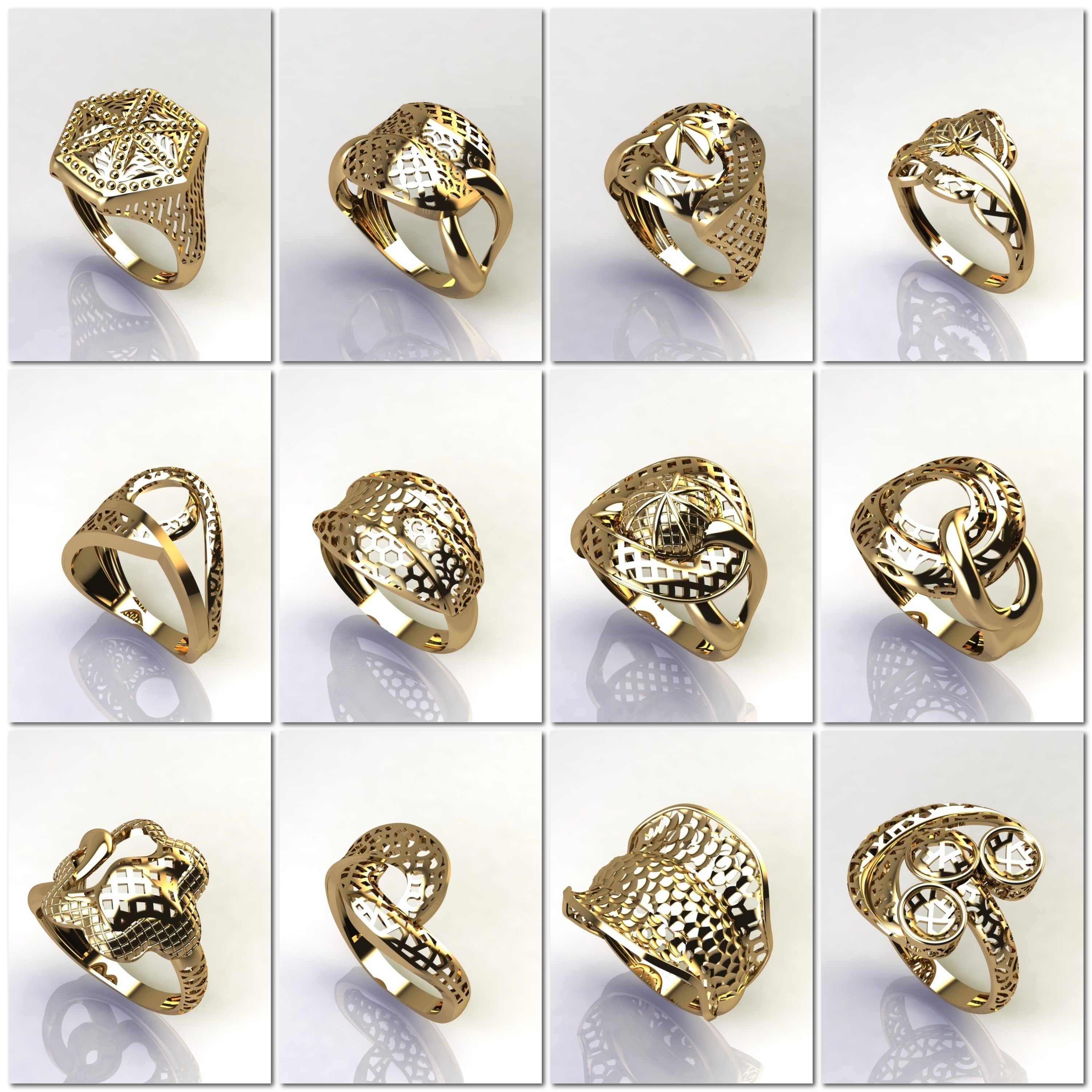 80 Files - Fancy Women Ring Womens Rings Plain Models STL 3DM 3D Model ...