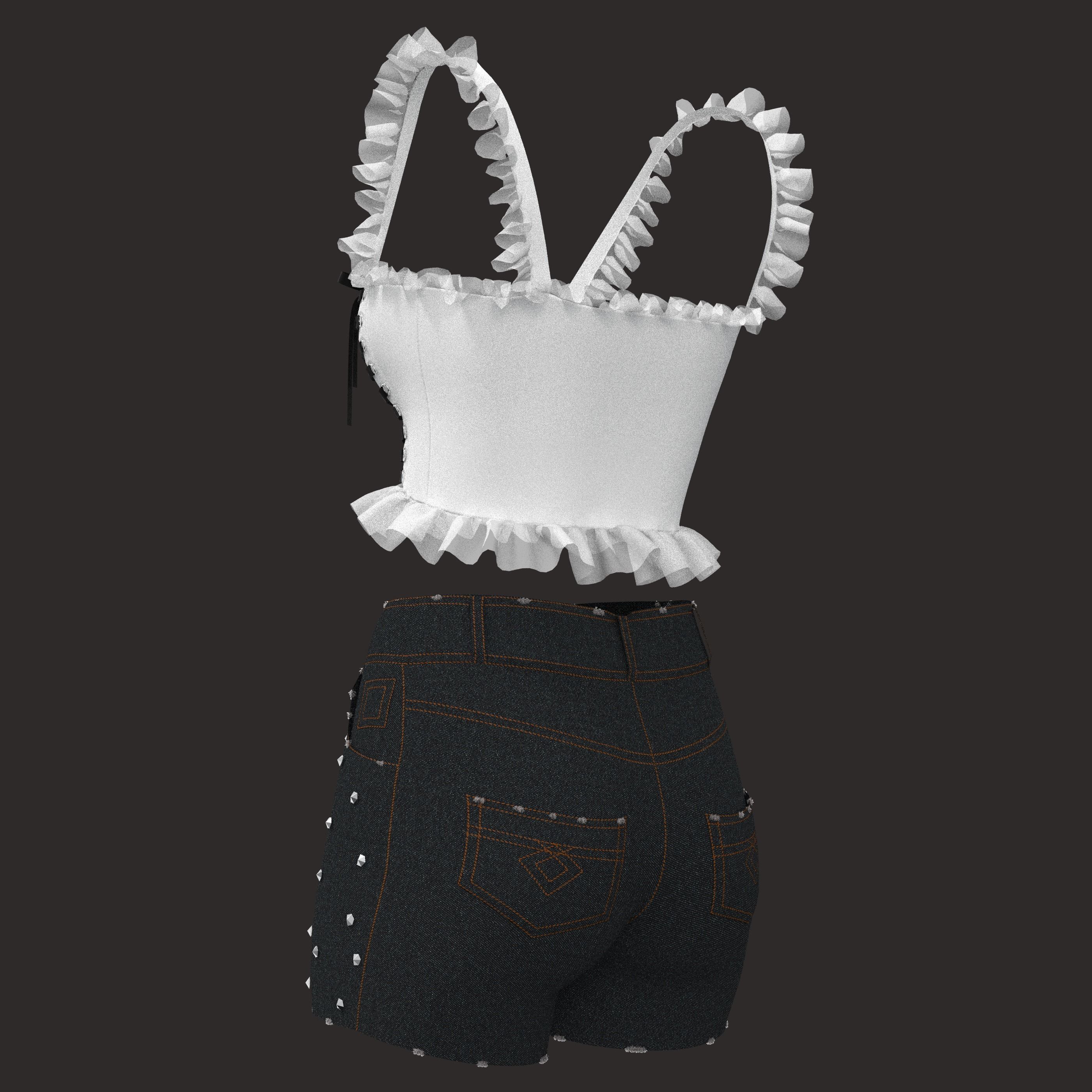 Women Short Dress - CLO3D Project File 3D model 3D model 3D model ...