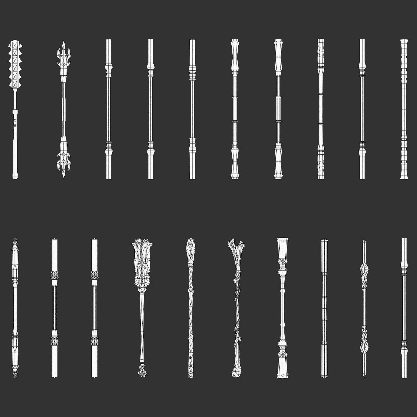 3D model Fantasy Wand Weapon Collection VR / AR / low-poly | CGTrader