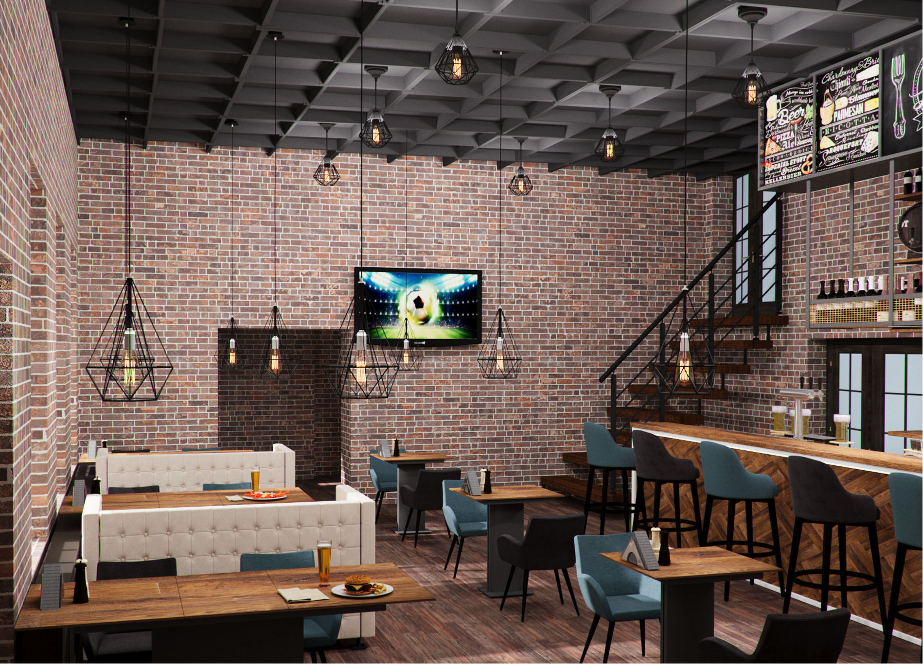 Bar in loft style free 3D model | CGTrader