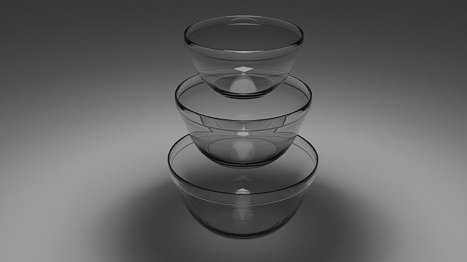 3D model 3pc Glass Bowl Asset Pack VR / AR / low-poly | CGTrader