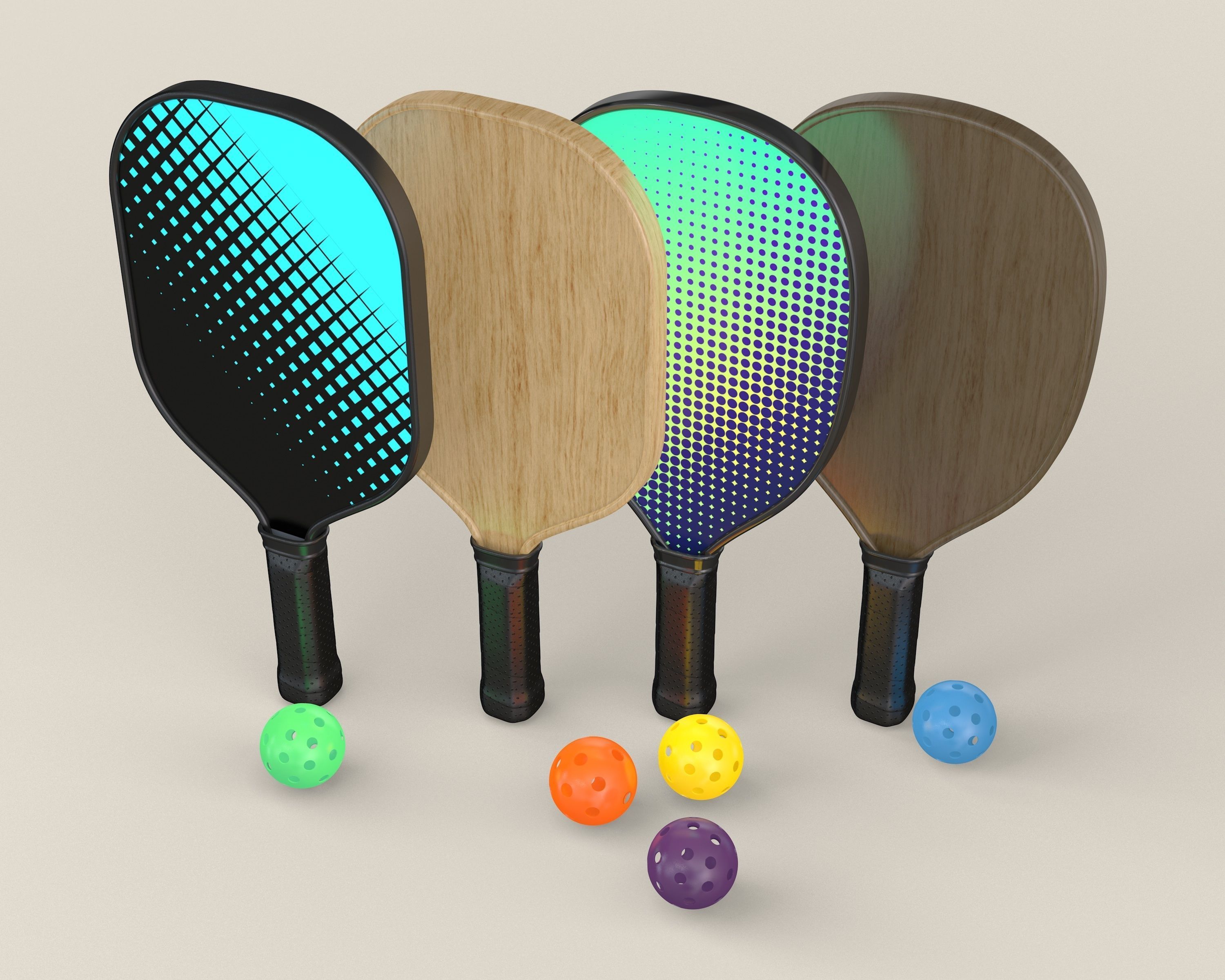 Pickleball set Paddles and Balls 3D model | CGTrader