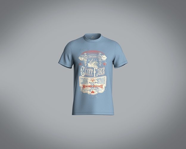 Mens Basic T-shirt with graphic print cliff edge design 3D model | CGTrader