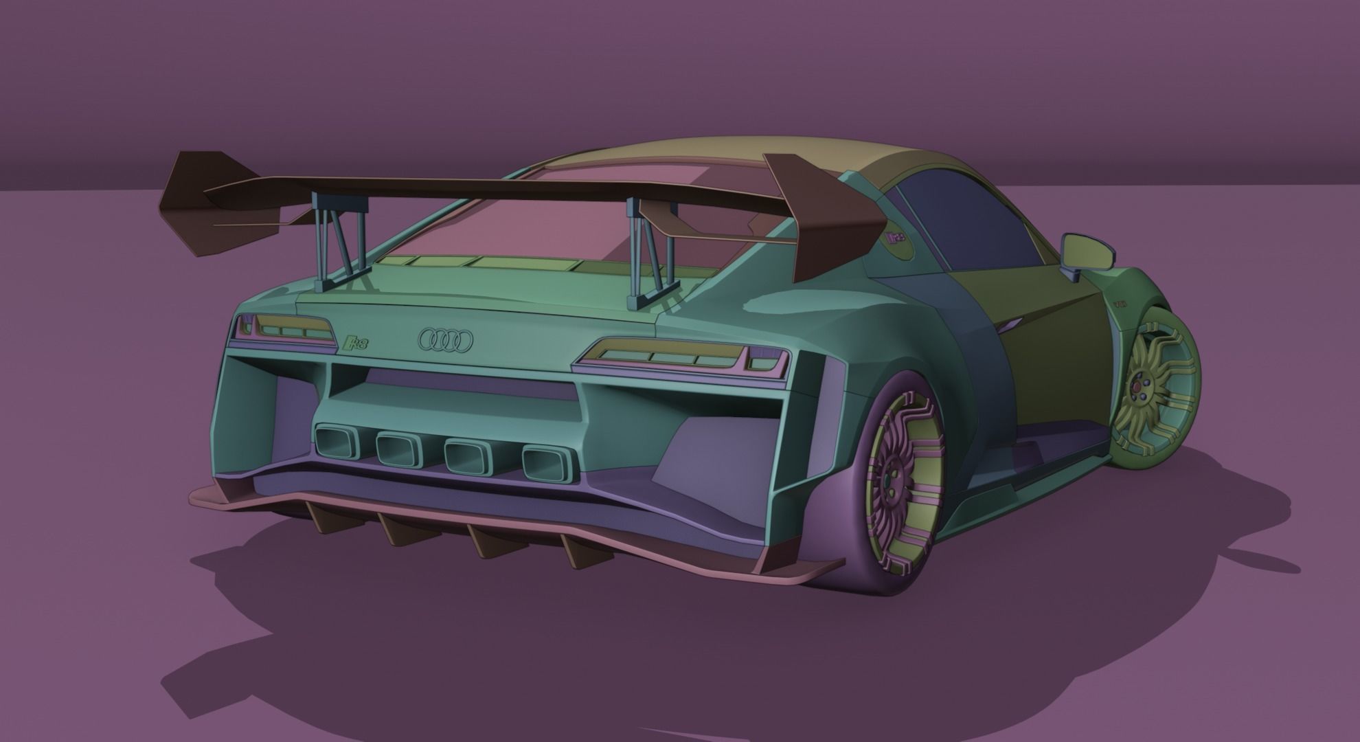 Cartoon Audi R8 in 2D Style 3D model | CGTrader