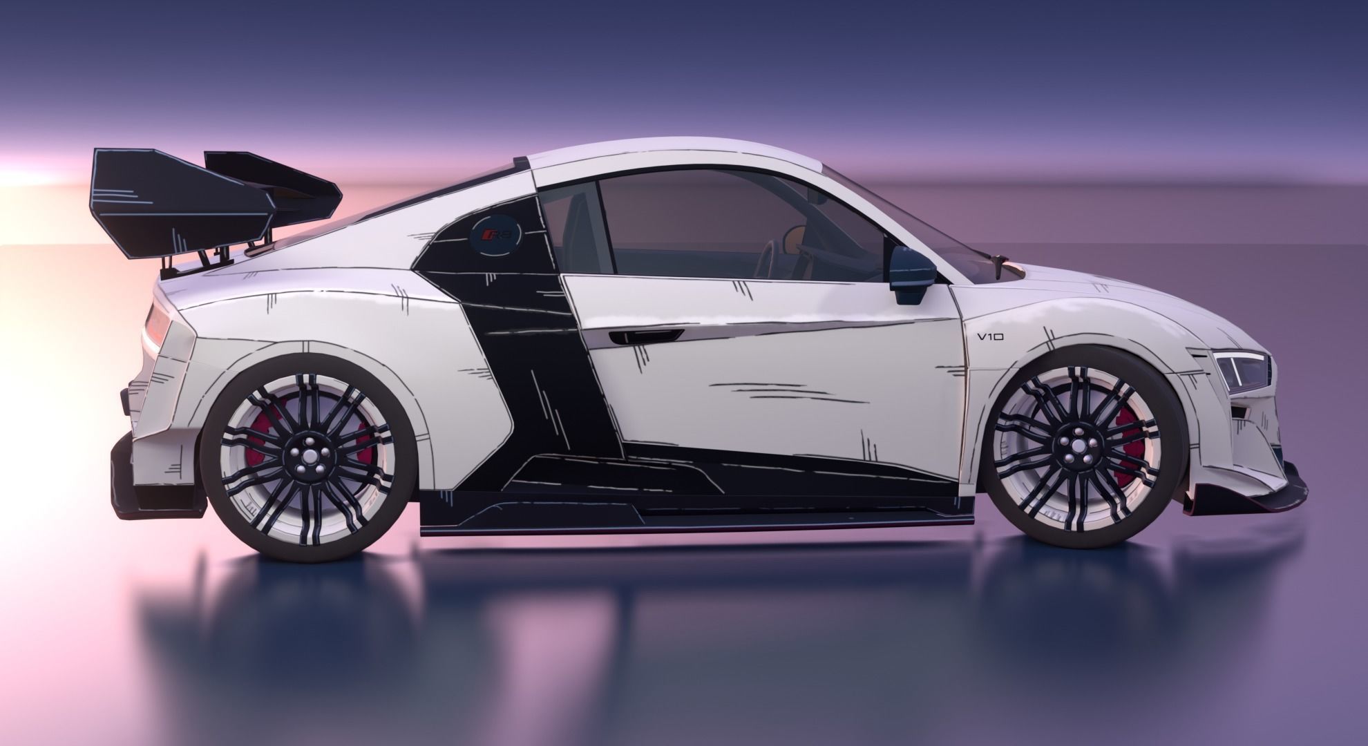 Cartoon Audi R8 in 2D Style 3D model | CGTrader